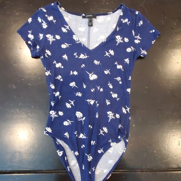 Forever 21 | Other | Dark Blue With Flowers Bodysuit | Poshmark